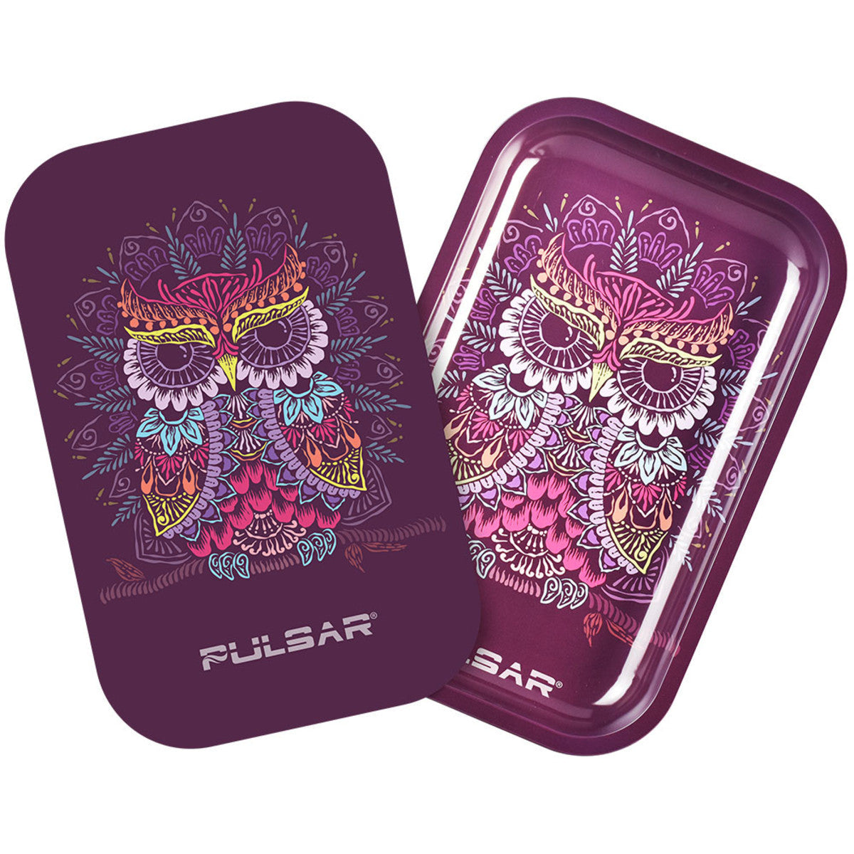 Pulsar Rolling Tray & Lid | Owl Mandala - Recover Botanicals